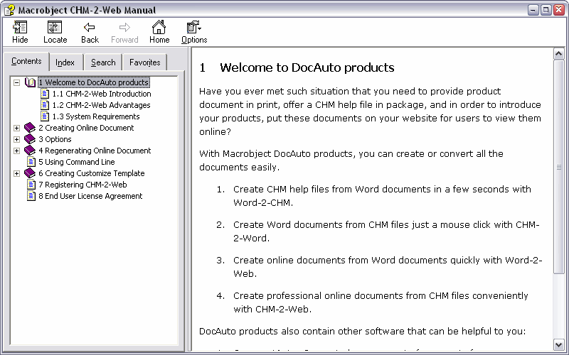 Help Authoring Tool Hat Convert Compiled Html Help To Net Help Nethelp Chm 2 Web 2009